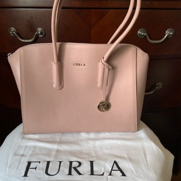 Furla | Bags | Furla Pink Pebble Leather Shoulder Bag | Poshmark